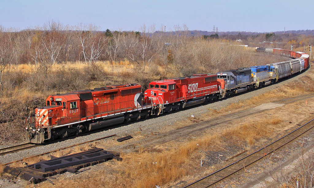 Railpictures.ca - Dan Tweedle Photo: Only on Canadian Pacific would you see a lashup like this ...