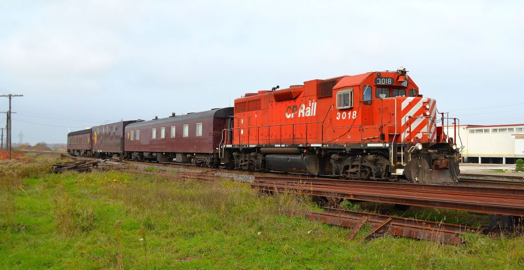 Railpictures.ca - Jay Butler Photo: The CP track evaluation train led by 3018, a GP38AC, heads ...