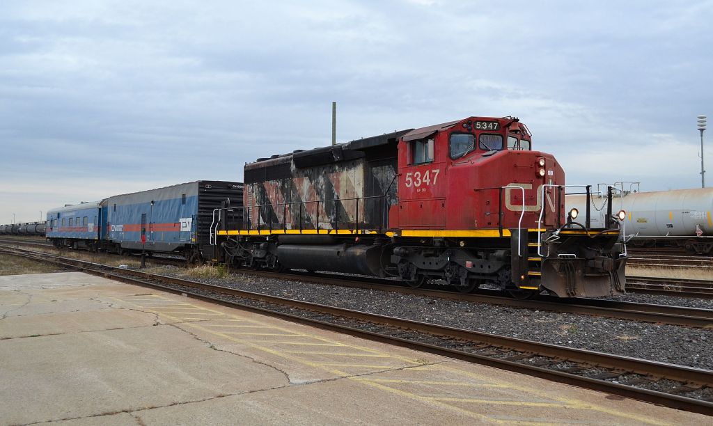 Railpictures.ca - Jay Butler Photo: CN 5347, an SD40-2W, hauls the CN track evaluation train ...