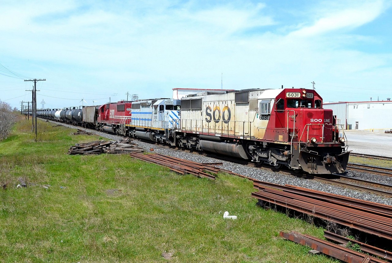 Railpictures.ca - Jay Butler Photo: CP 640 led by a pair of SOO and a CITX, heads eastbound thru ...
