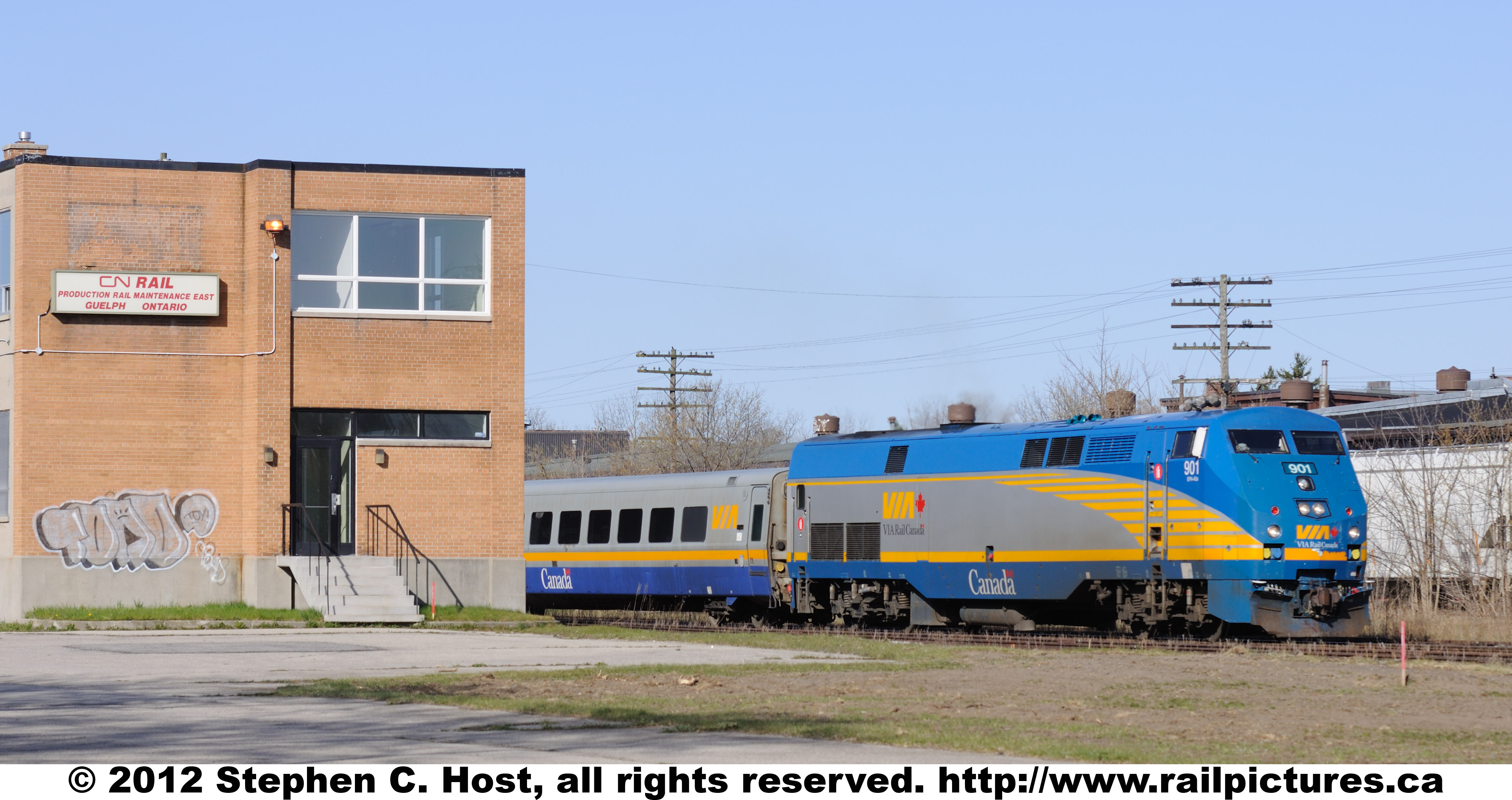Railpictures.ca - Stephen C. Host Photo: VIA 84 is passing the former CN Freight Shed. The sign ...