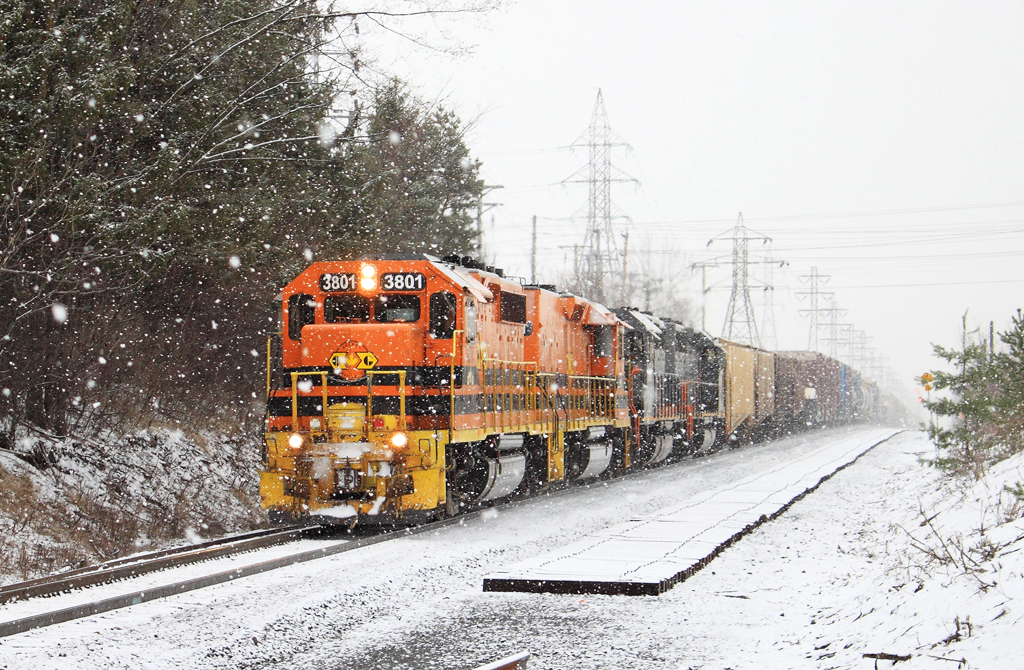 Railpictures.ca - Sándor Dávid Photo: QGRY 3801 with freight train at Laval. This freight train ...