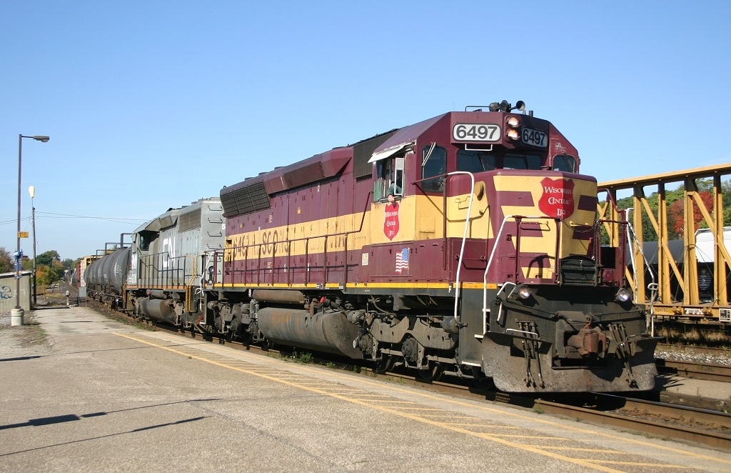 Railpictures.ca - Rob Eull Photo: WC 6497 and GTW 5949 lead 390 through Brantford | Railpictures ...