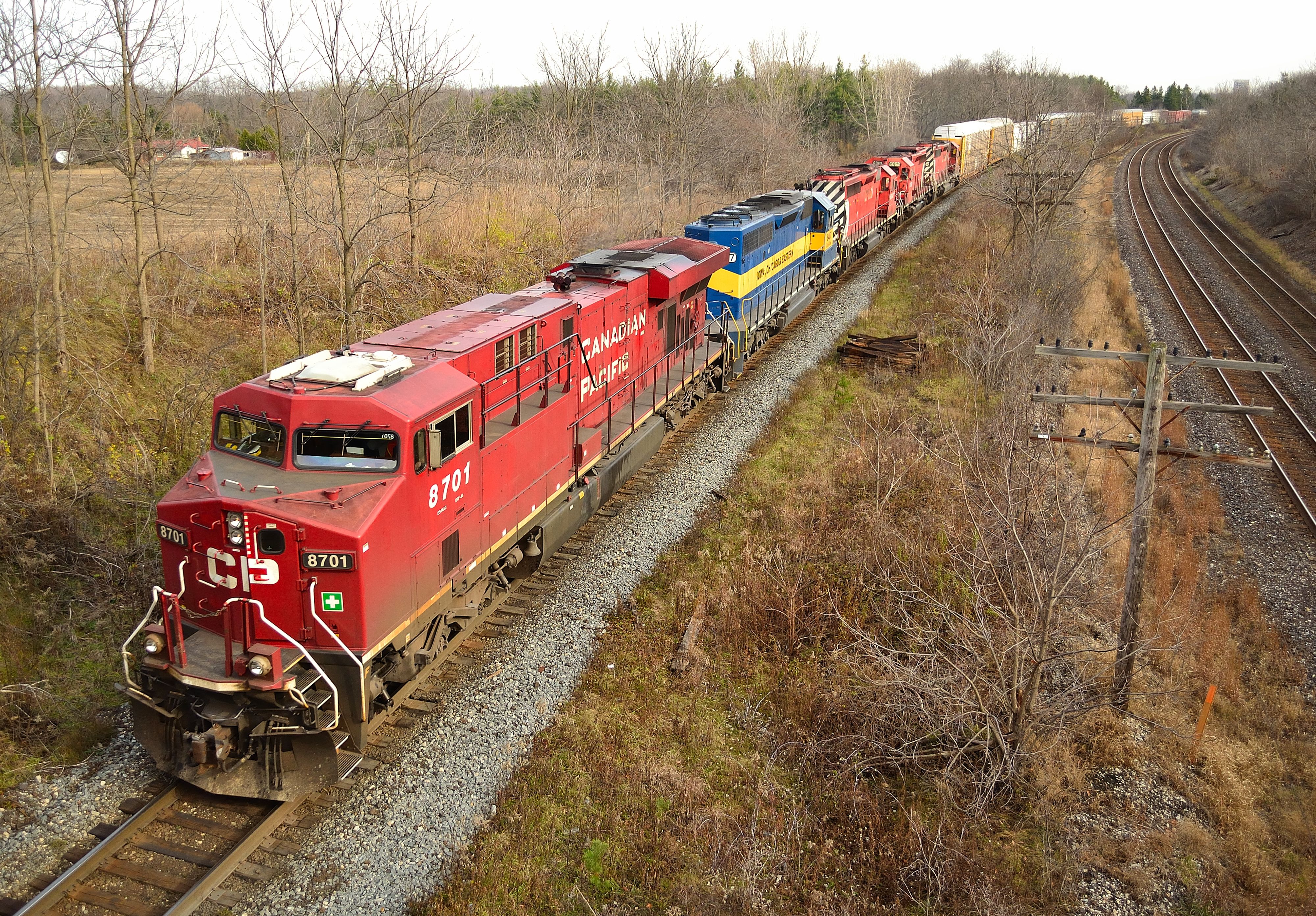 Railpictures.ca - Jay Butler Photo: CP 241 with a beauty of a lashup, passes by the Denfield ...