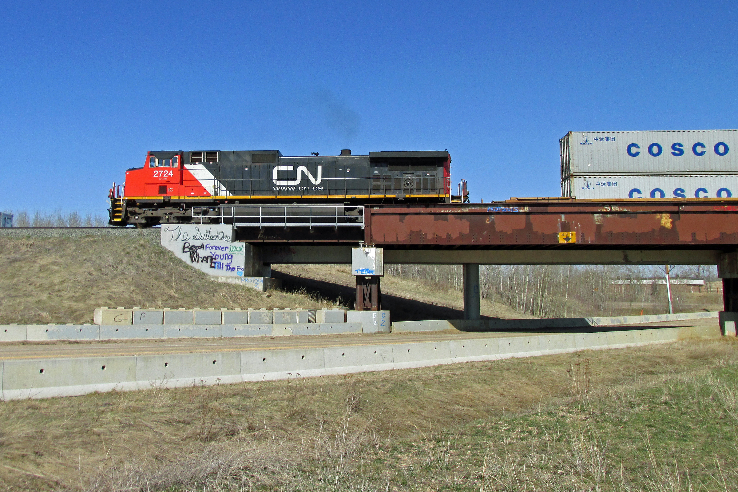 Railpictures.ca - colin arnot Photo: DASH 9-44CW CN 2724 crosses the new bridge on the second ...