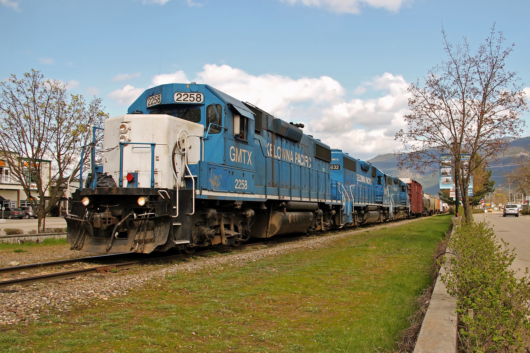 Railpictures.ca - Steve Arnt Photo: Leased GP38-2 2258 heads south through Armstrong on the ...