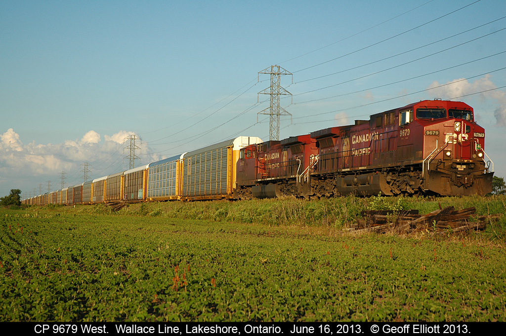 Railpictures.ca - Geoff Elliot Photo: CP 9679 west approaches Wallace Line in Lakeshore, Ontario ...