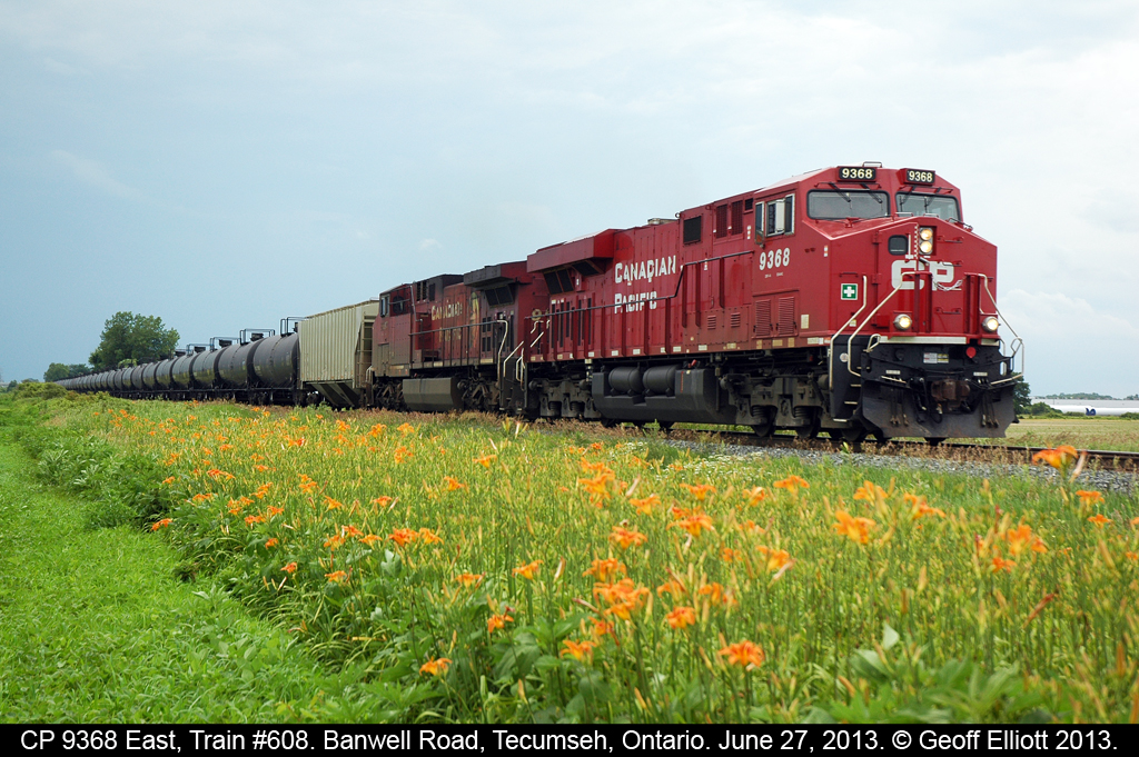 Railpictures.ca - Geoff Elliott Photo: CP 9368 departs Begin/End CTC Walkerville, with a ...