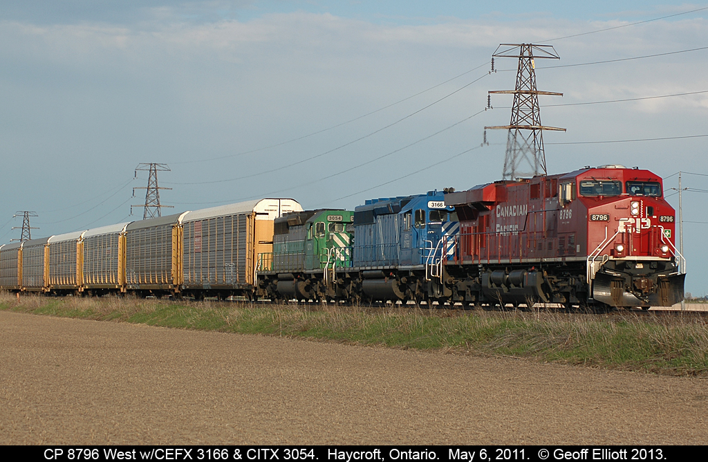 Railpictures.ca - Geoff Elliott Photo: CP 8796, CEFX 3166, and CITX 3054 have this westbound ...