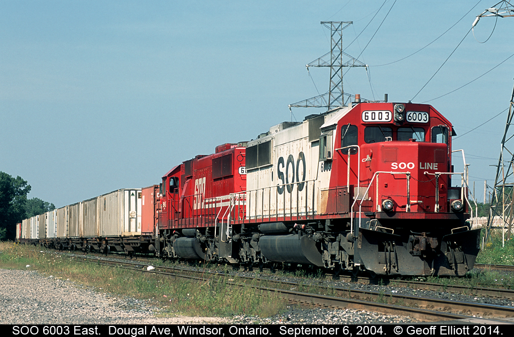 Railpictures.ca - Geoff Elliott Photo: SOO LINE SD60 #6003 leads red sister SD60 #6045 as they ...