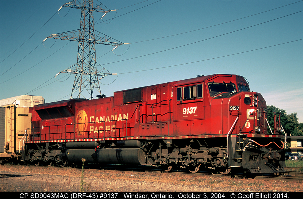 Railpictures.ca - Geoff Elliott Photo: Running solo today is CP SD9043MAC #9137 on an eastbound ...