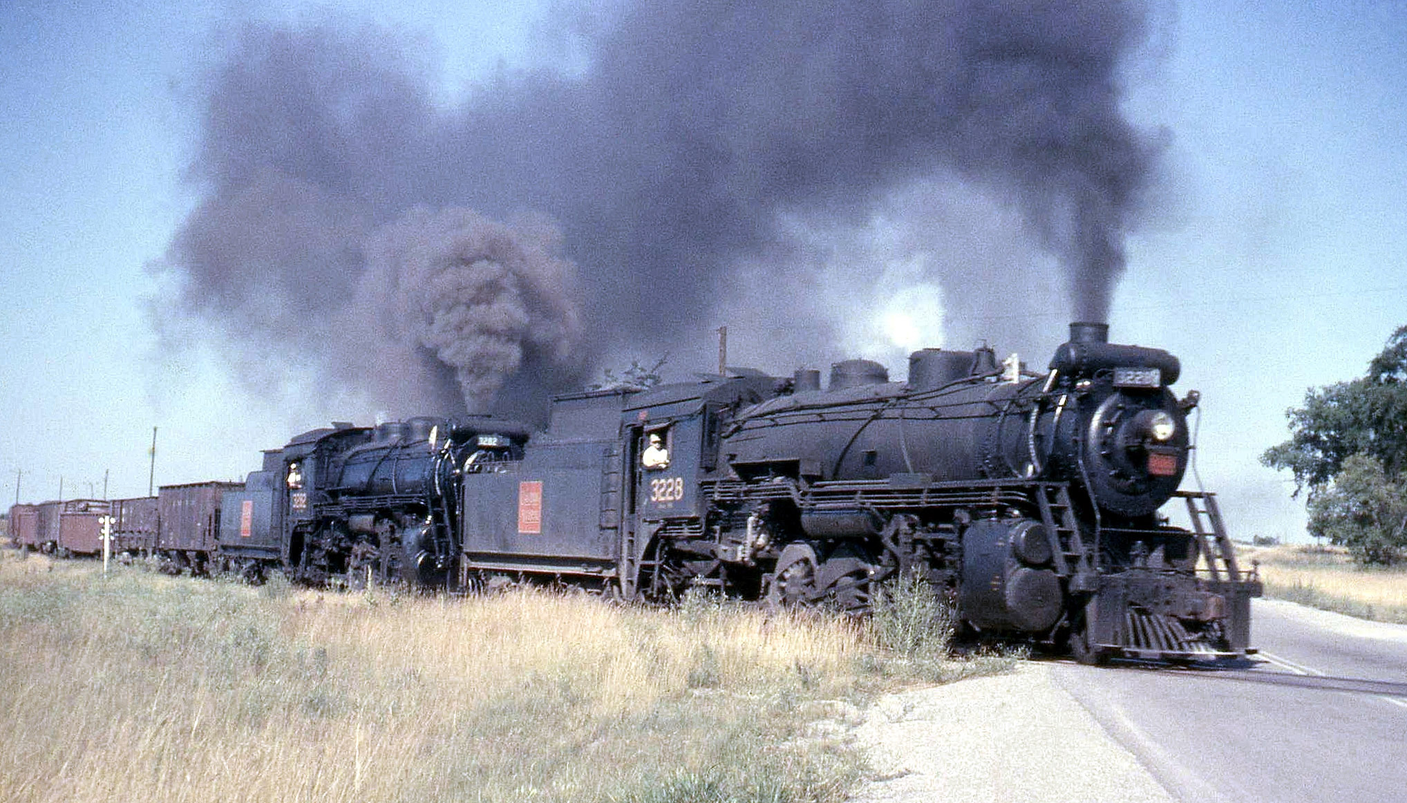 Railpictures.ca - Bill Thomson Photo: CN Mikados 3228 and 3282 doublehead a stone train from the ...