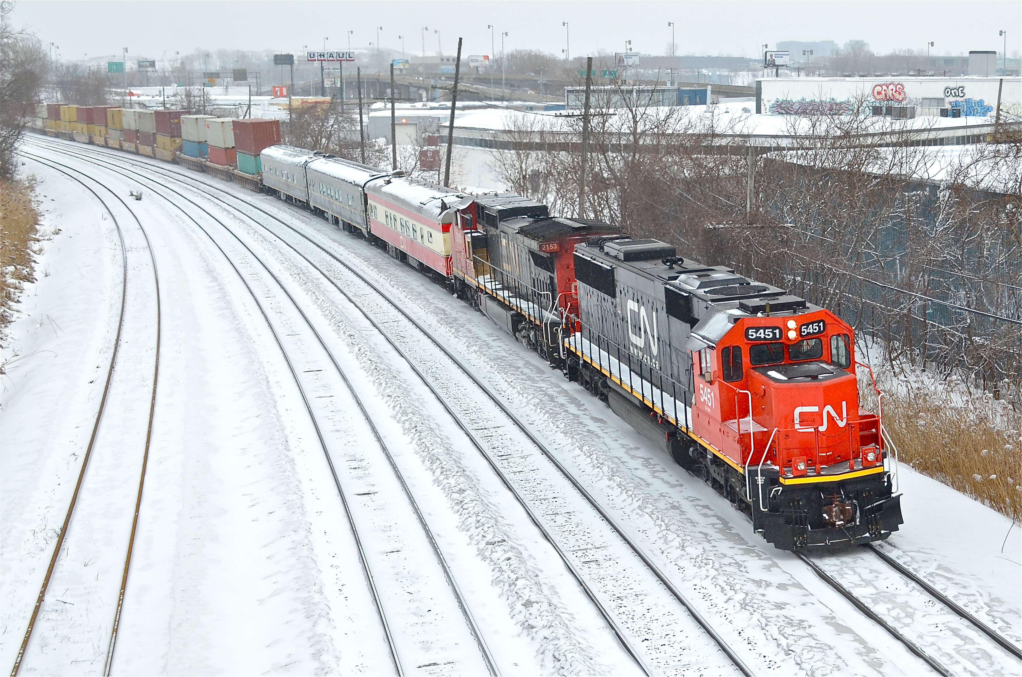 Railpictures.ca - Michael Berry Photo: CN mixed train! CN 5451 (ex-EMDX 9008) & CN 2153 (ex-ATSF ...