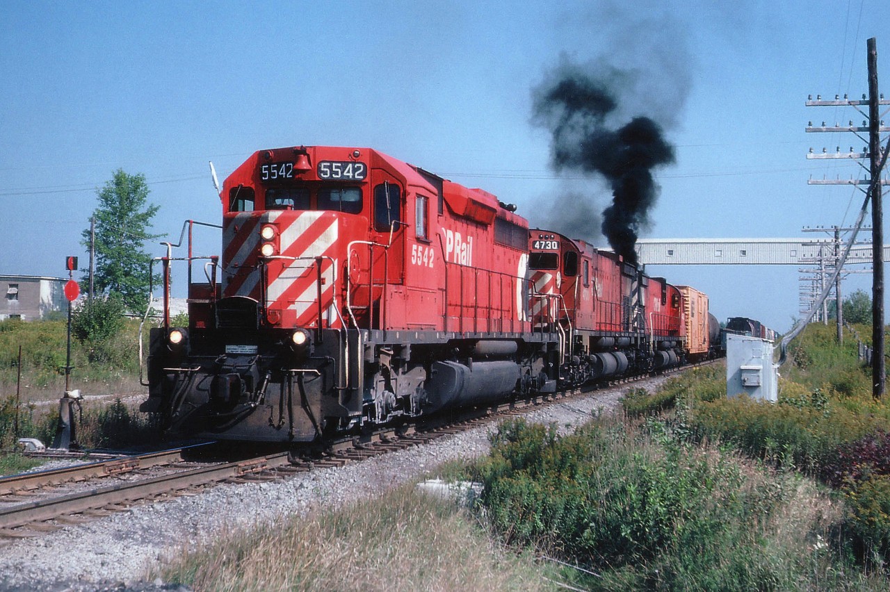 Railpictures.ca - A.W. Mooney Photo: An eastbound CP freight, led by CP 5550, has just gone into ...