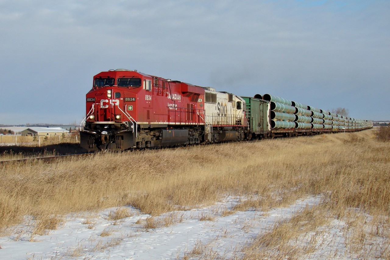 Railpictures.ca - steve arnot Photo: CP 8634 and SOO 6028 head south on the Red Deer subdivision ...
