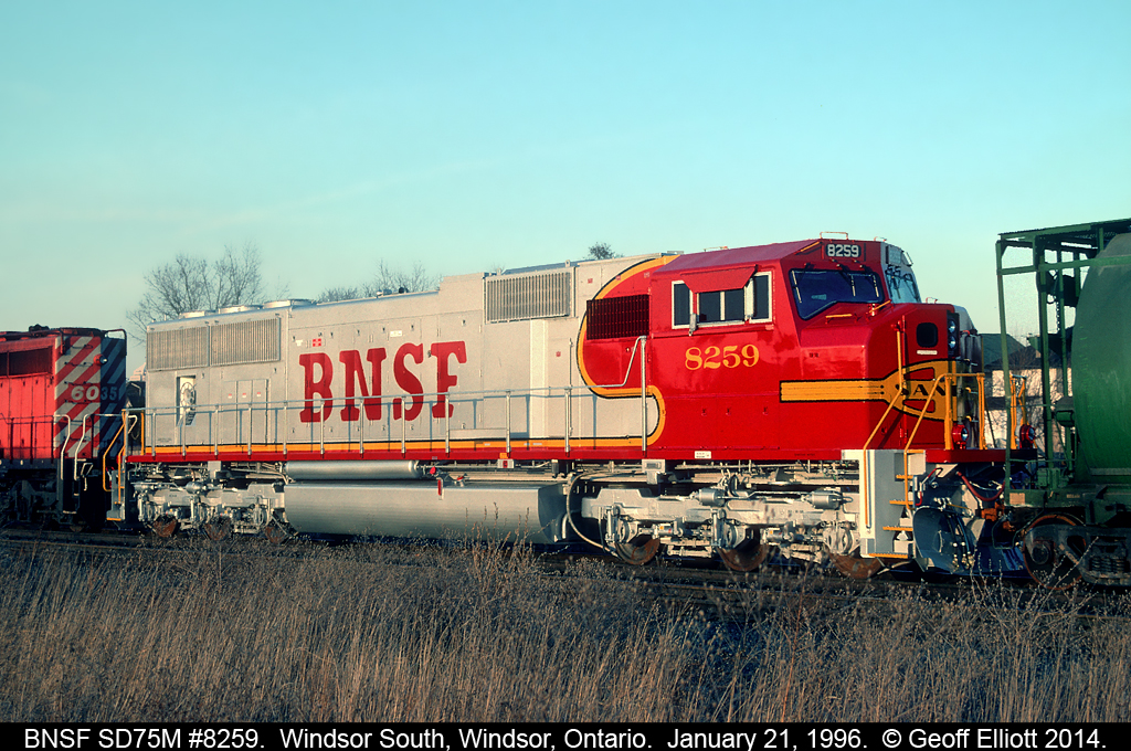 Railpictures.ca - Geoff Elliott Photo: Brand new BNSF SD75M #8259, fresh from GMDD in London ...
