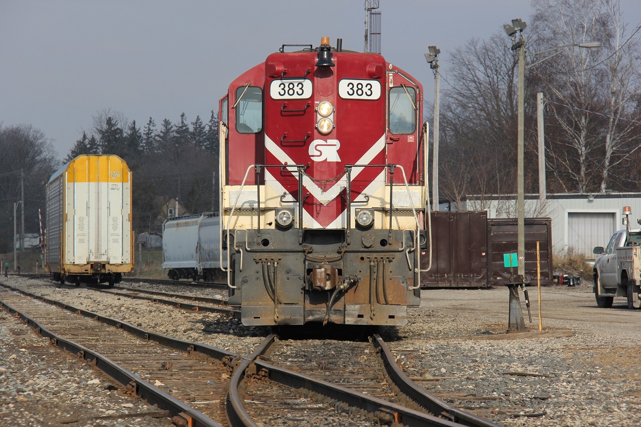 Railpictures.ca - Kevin Flood Photo: OSR 383 and 378 rest in front of the Woodstock freight ...