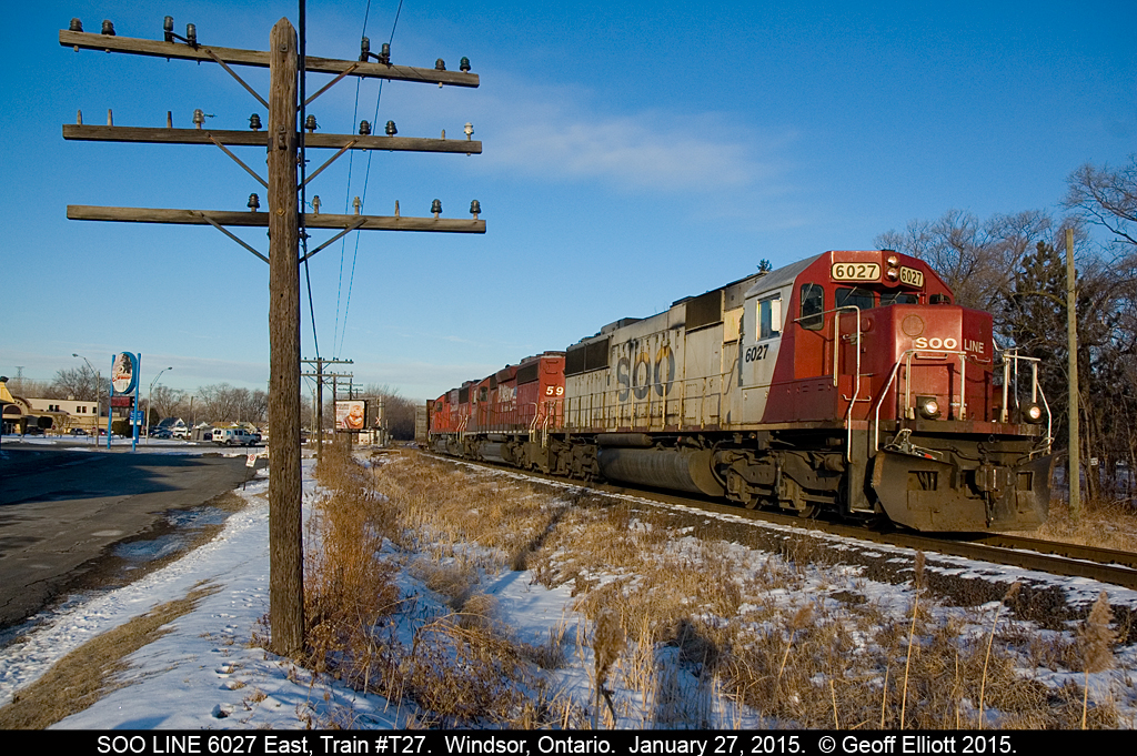 Railpictures.ca - Geoff Elliott Photo: SOO LINE SD60 #6027 leads CP train #T-27 out of Windsor ...
