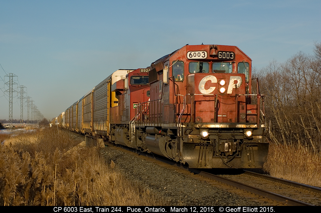 Railpictures.ca - Geoff Elliott Photo: CP SD40-2 #6003, with a rather interesting pair of number ...