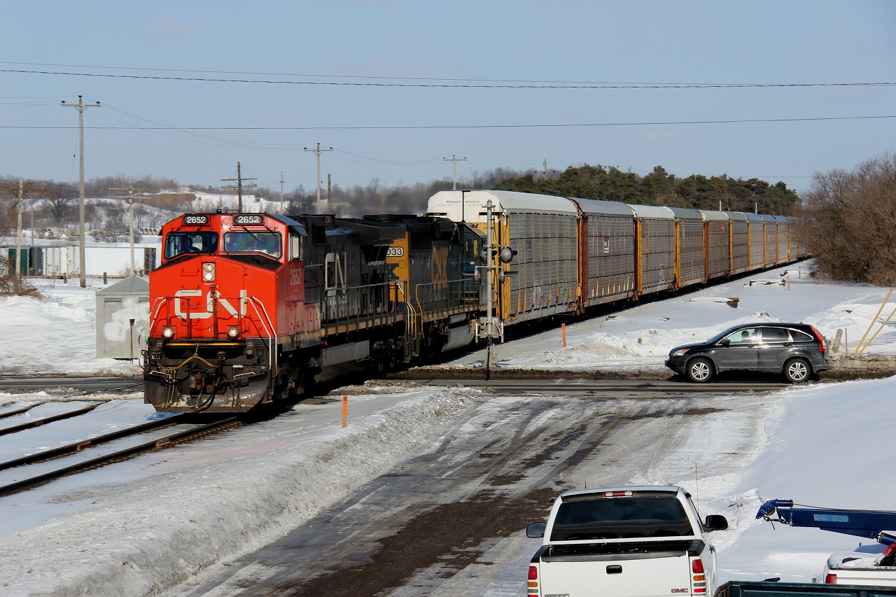 Railpictures.ca - Kevin Flood Photo: CP 147 makes its way through the town of Ayr with work at ...