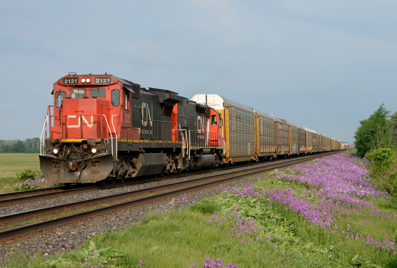 Railpictures.ca - Marc Dease Photo: CN 2121 with CN 902(BLE) east bound at Waterworks Sideroad ...