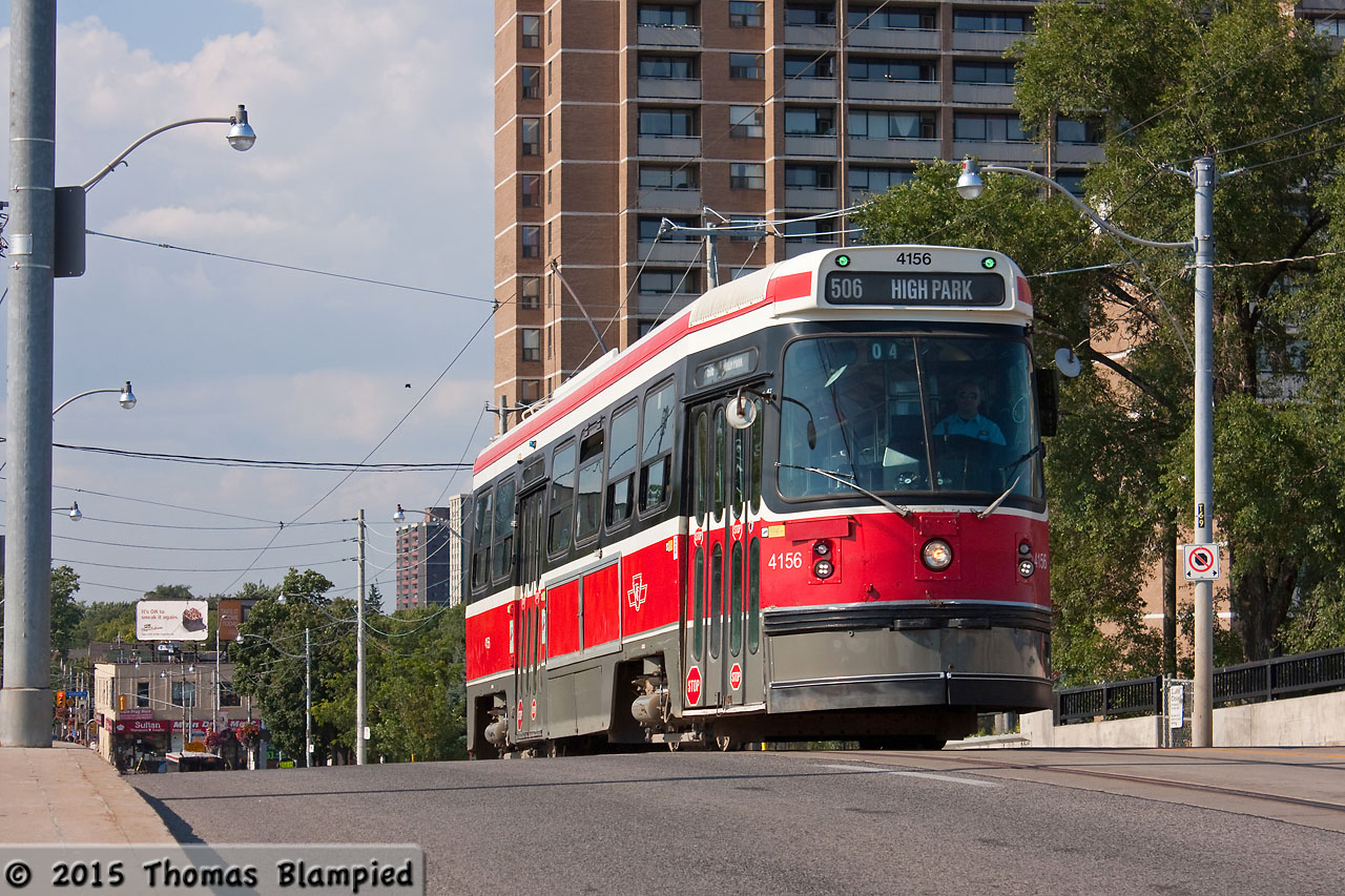 Railpictures.ca - Thomas Blampied Photo: A route 506 streetcar climbs the bridge over the ...