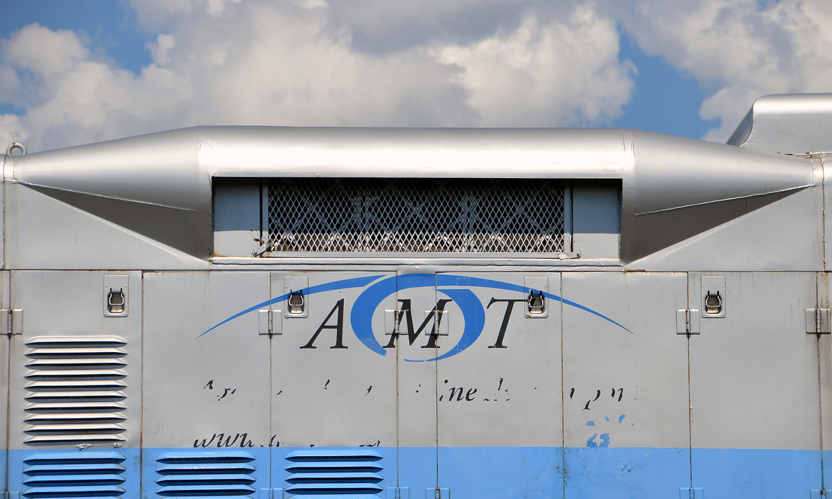 Railpictures.ca - Michael Berry Photo: Faded AMT markings. Under what was once the dynamic brake ...