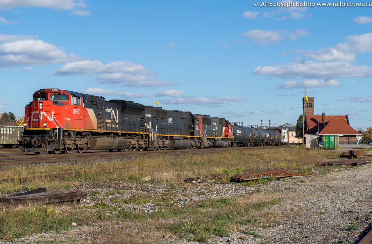 Railpictures.ca - Joseph Bishop Photo: CN 435 arrives at Brantford with an all EMD consist of CN ...