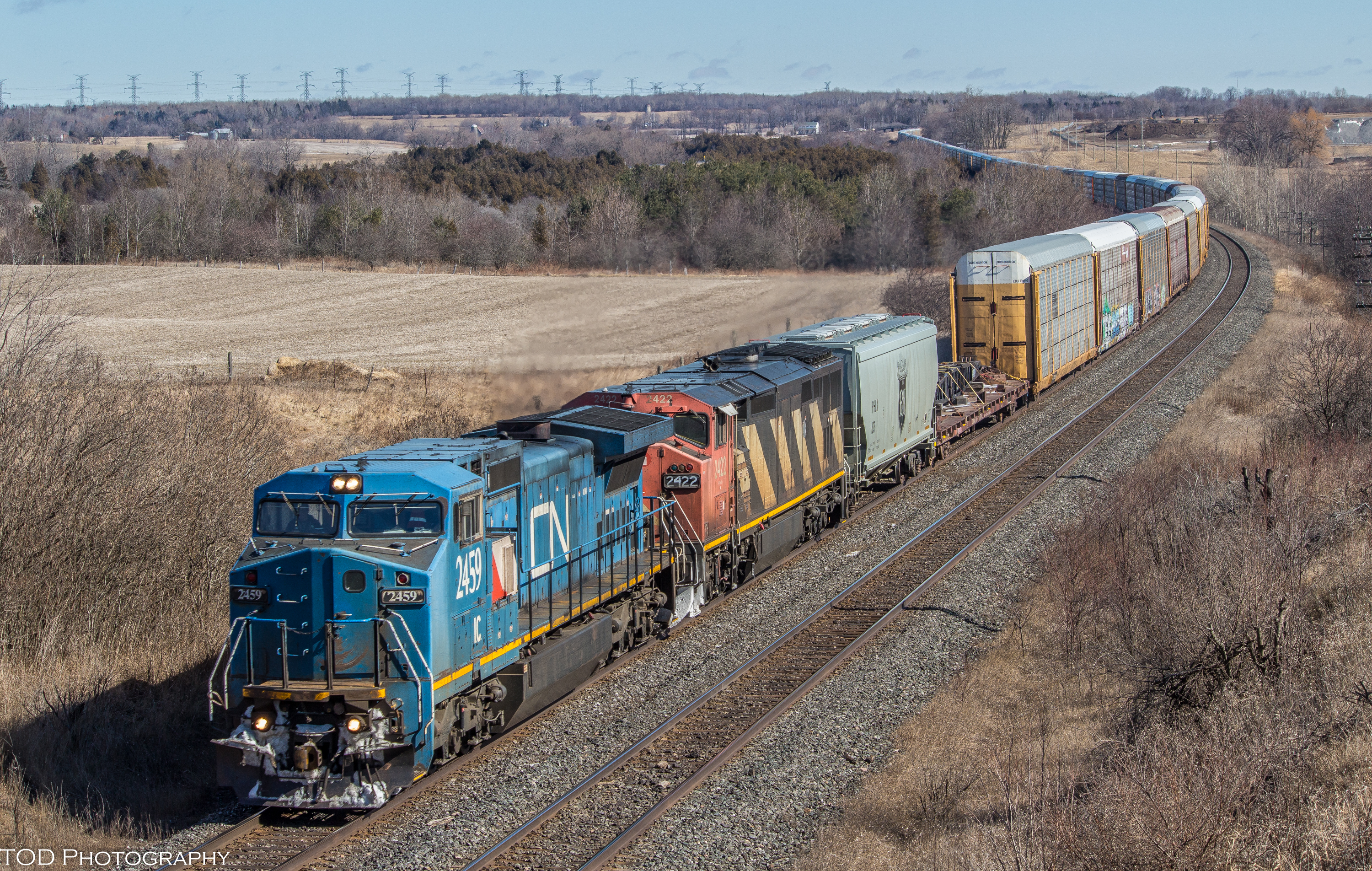 Railpictures.ca - Fred Desrochers Photo: IC something blue!! A late morning CN X371 comes ...