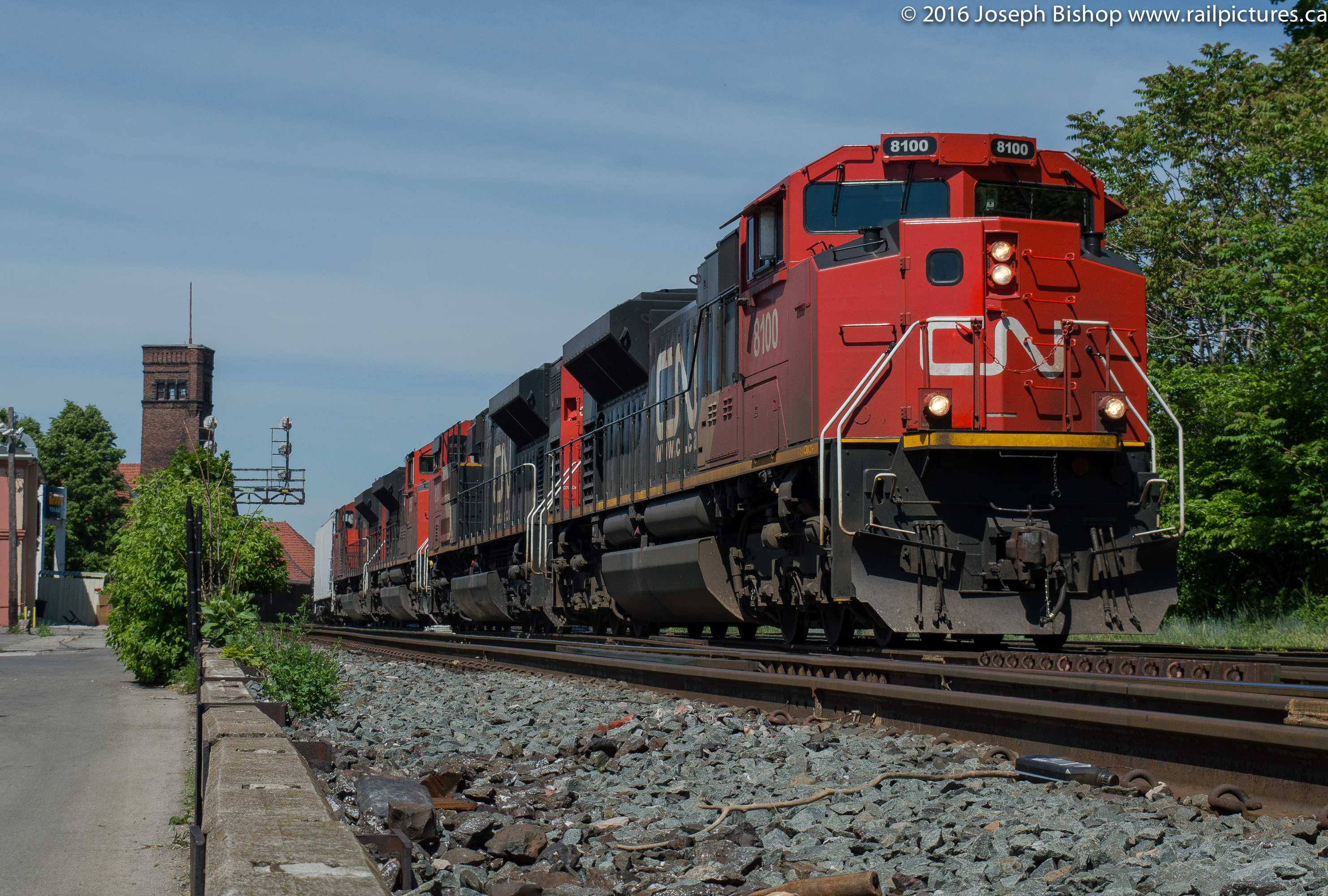 Railpictures.ca - Joseph Bishop Photo: CN 382 hustles through Brantford on the North Track with ...