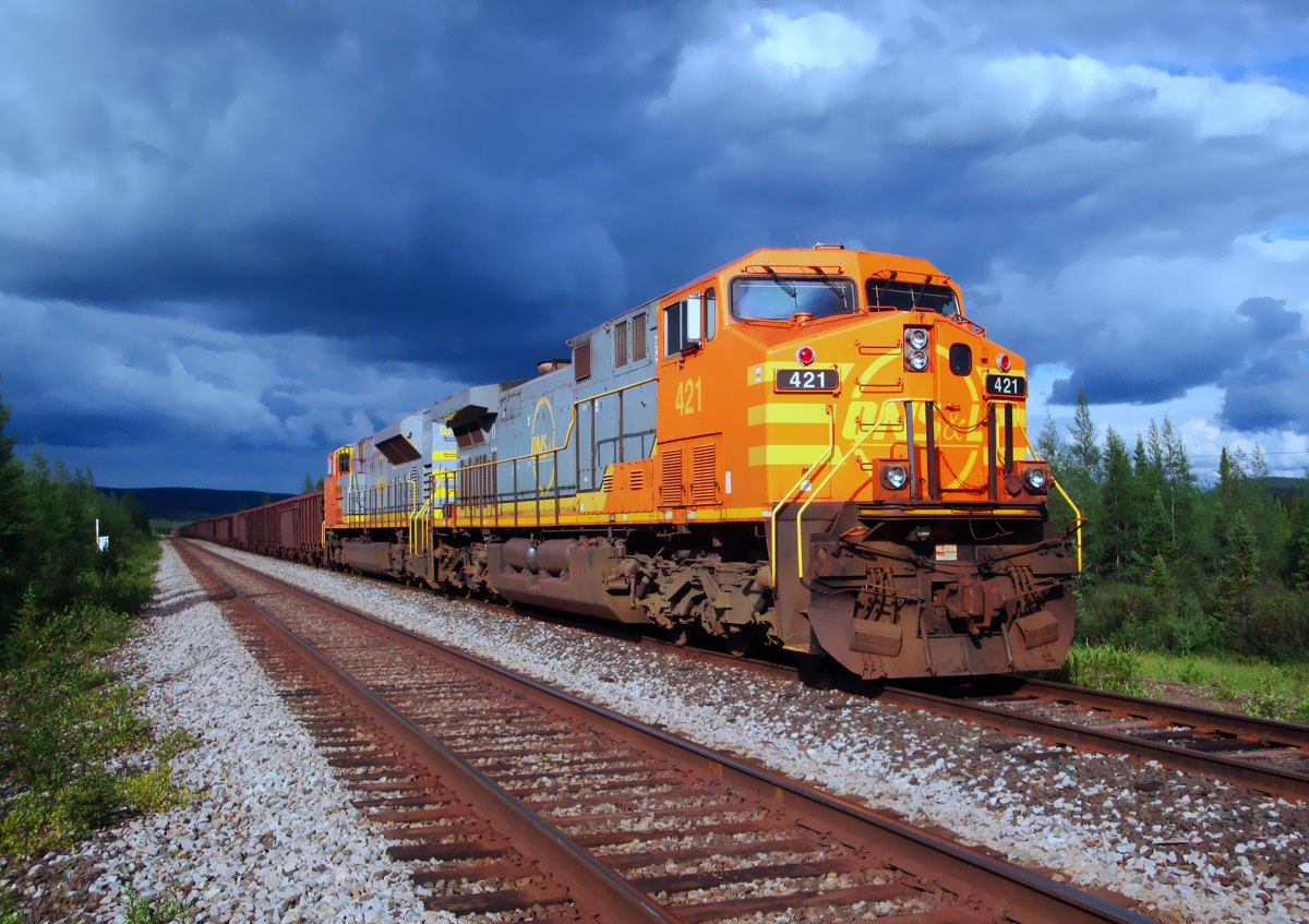 Railpictures.ca - Roger Lalonde Photo: QNS&L GE AC4400CW 421 with SD70ACe 504 waiting for a ...