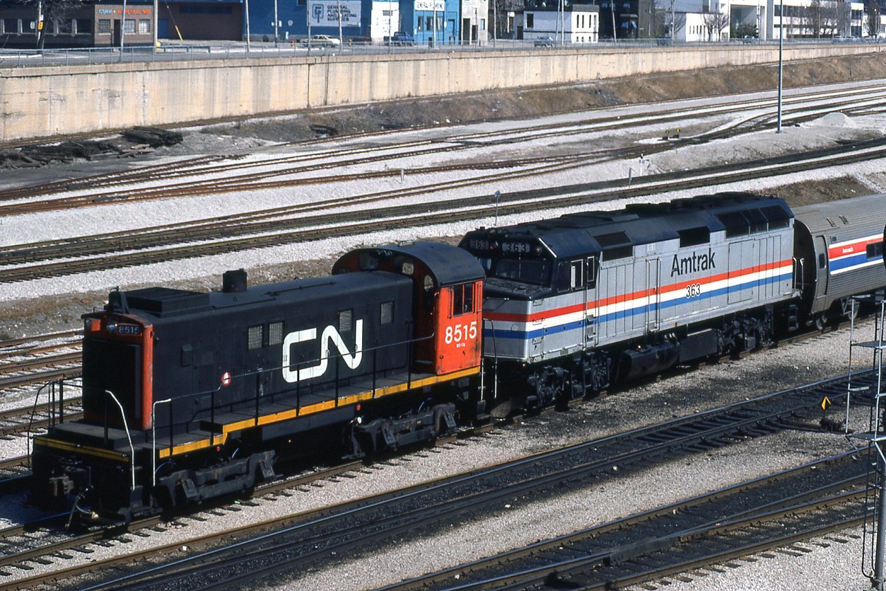 Railpictures.ca - Bill Thomson Photo: CN S13 8515 switches an Amtrak/VIA International Limited ...