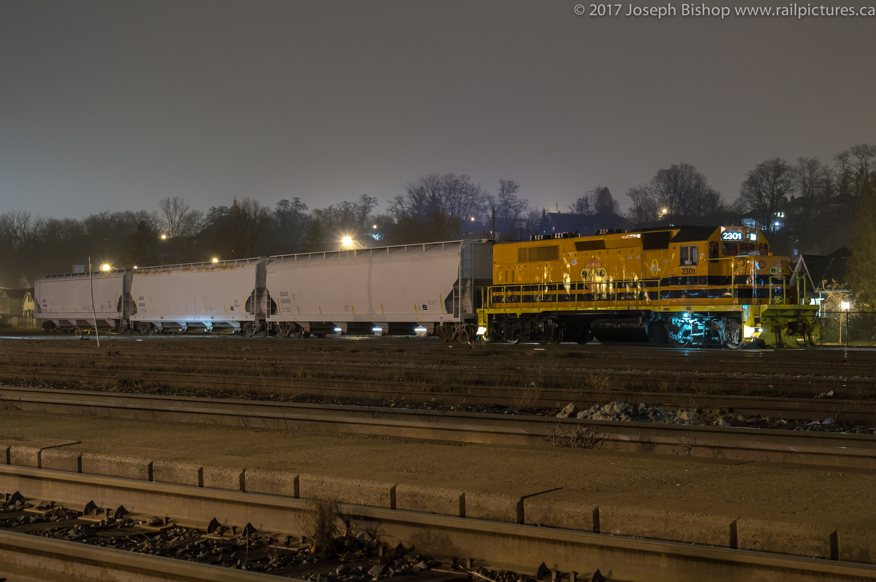 Railpictures.ca - Joseph Bishop Photo: QGRY 2301 is seen parked in Brantford Yard on a mild ...