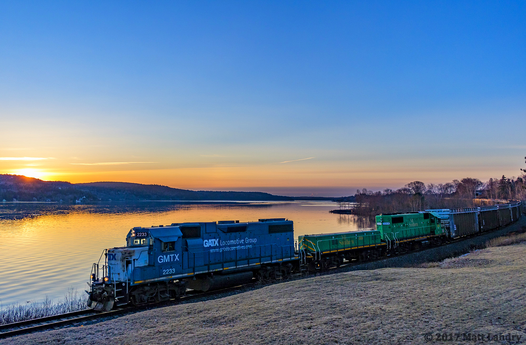 Railpictures.ca - Matt Landry Photo: With the sun on the rise along the Saint John River Valley ...