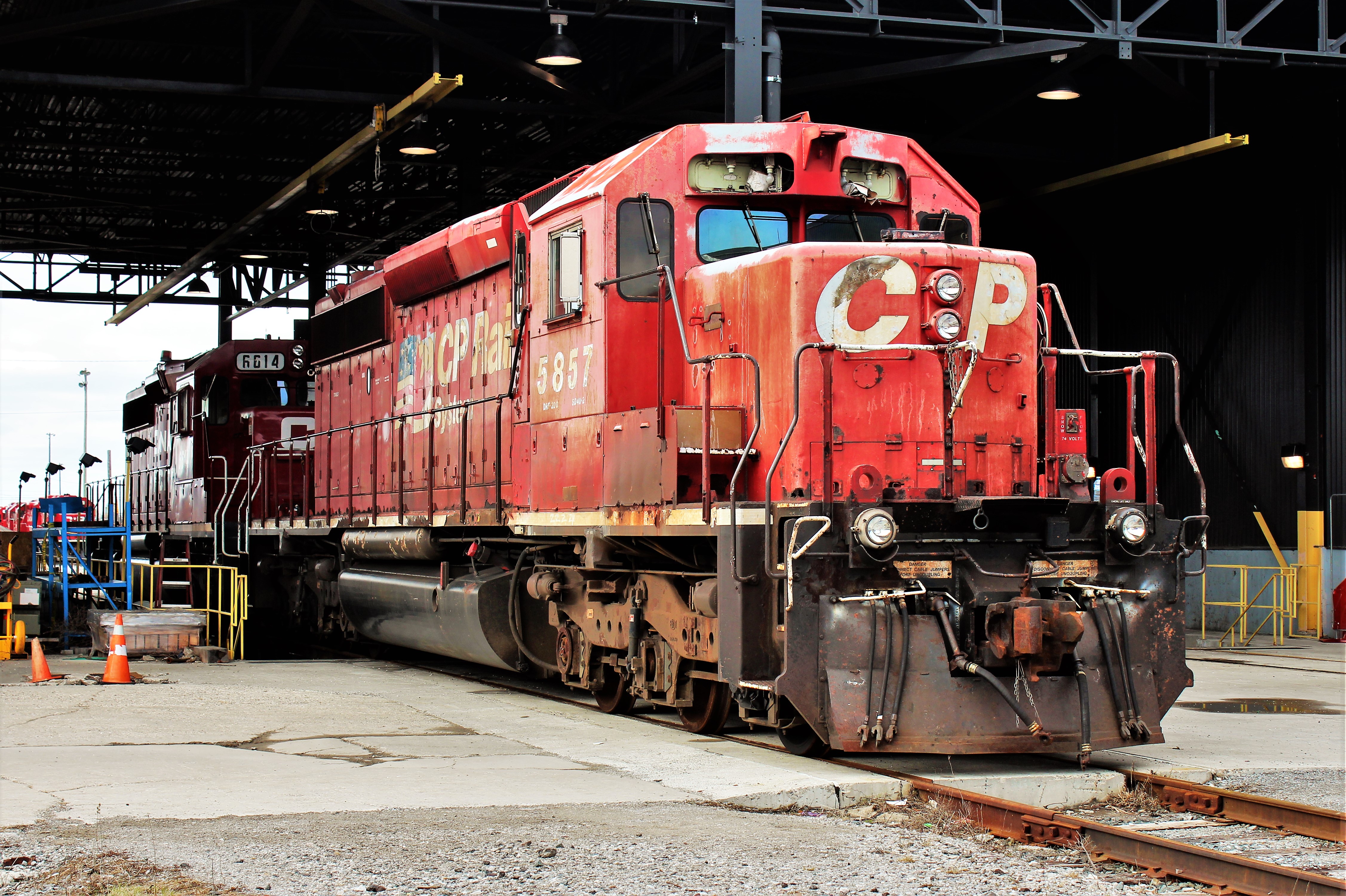 Railpictures.ca - Paul Santos Photo: Looking a little worse for wear CP 5857 sits ahead of ex ...