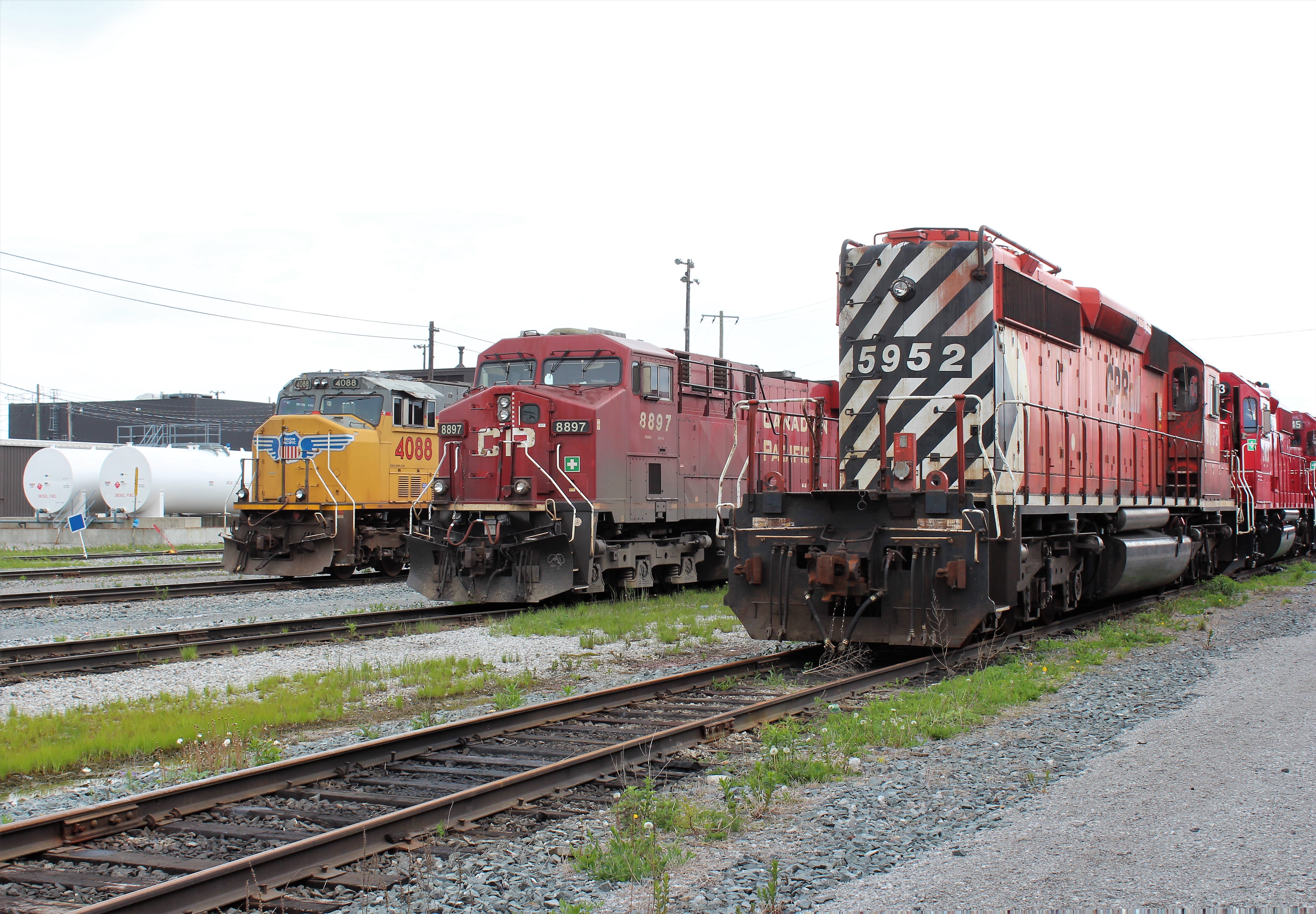 Railpictures.ca - Paul Santos Photo: Despite the gloomy weather there was an interesting trio of ...