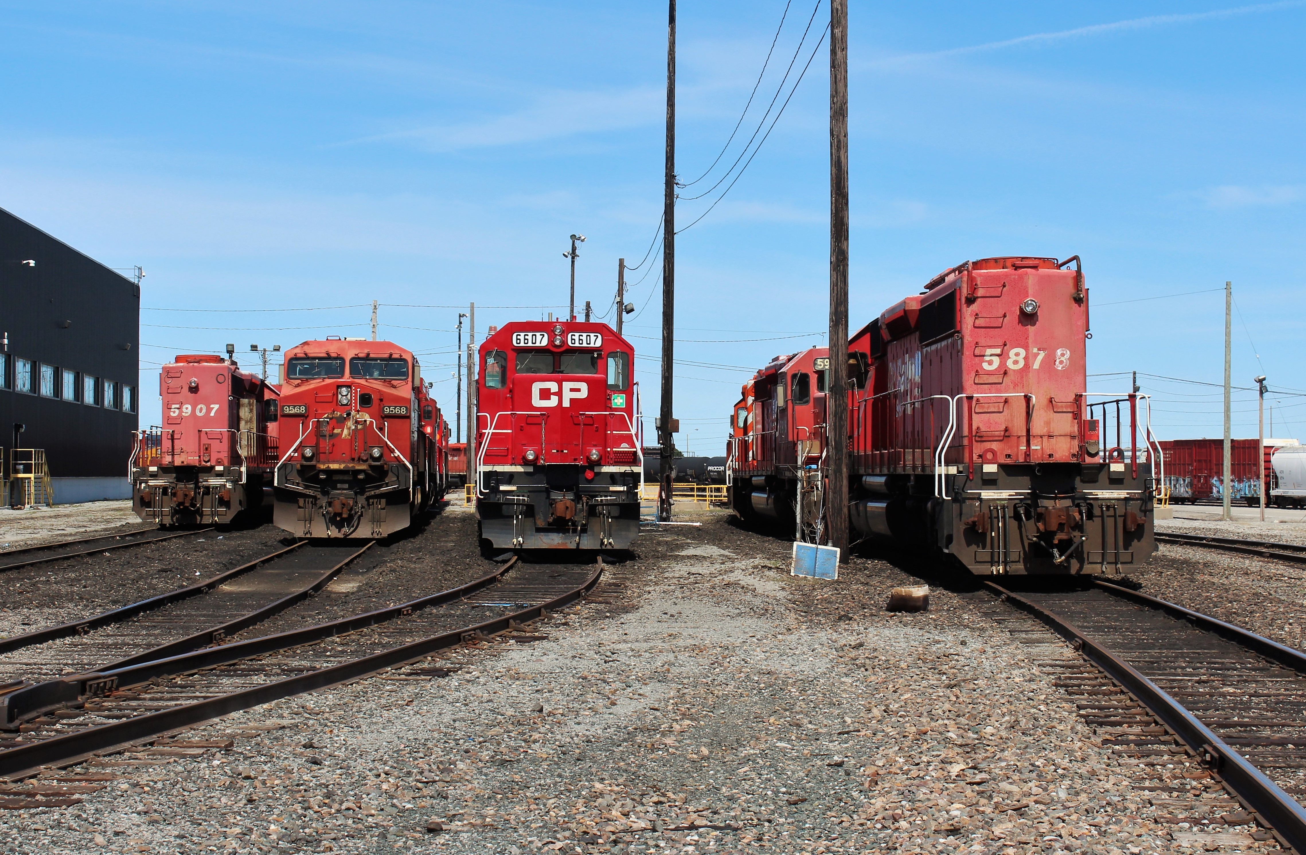 Railpictures.ca - Paul Santos Photo: Four tracks of stored locos at the south end of the shop ...