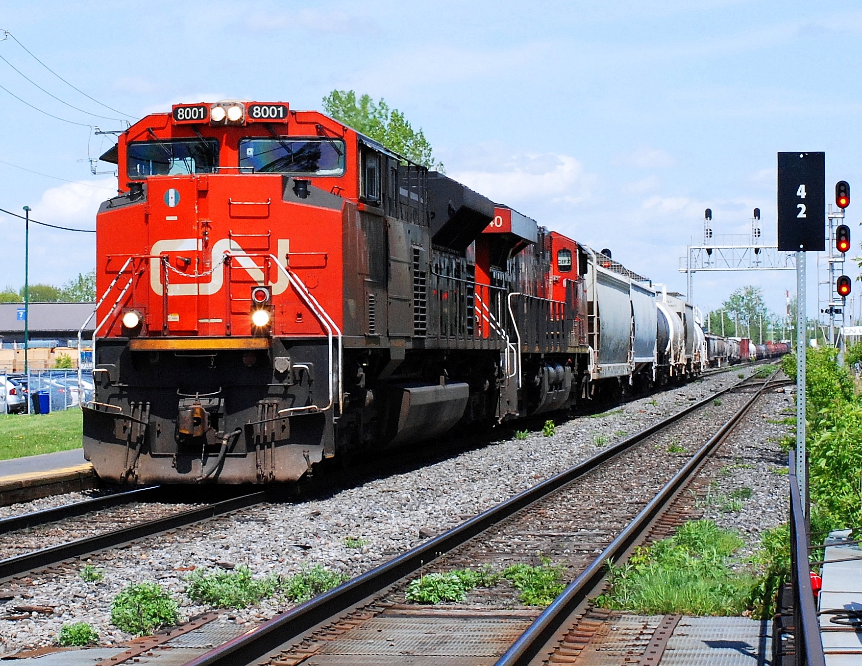 Railpictures.ca - Jean-Pierre Brossard Photo: CN-8001 a C44-9wl lead loco with CN-2340 a EF-644m ...