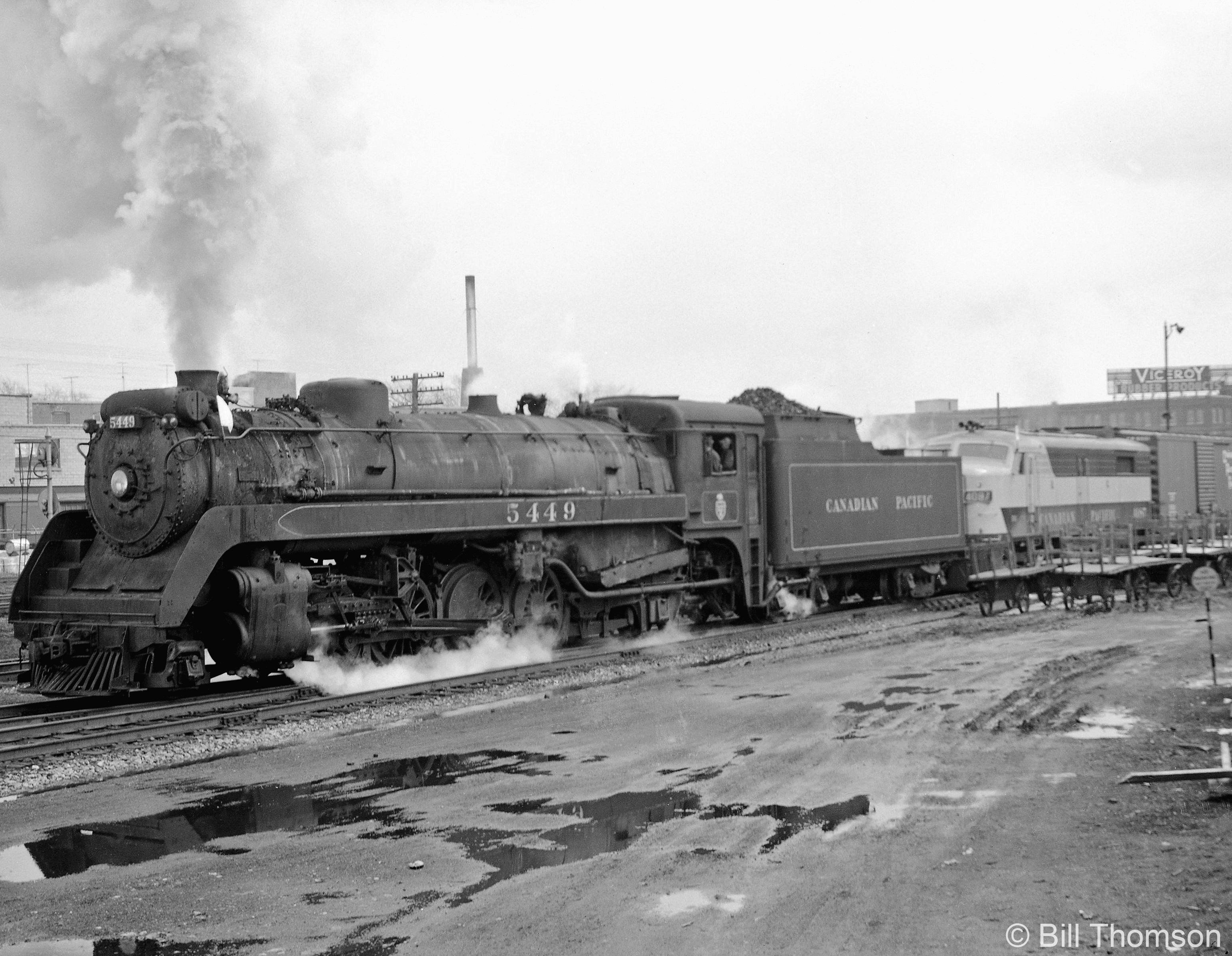 Railpictures.ca - Bill Thomson Photo: Canadian Pacific P2j-class Mikado 5449 is assisting MLW ...