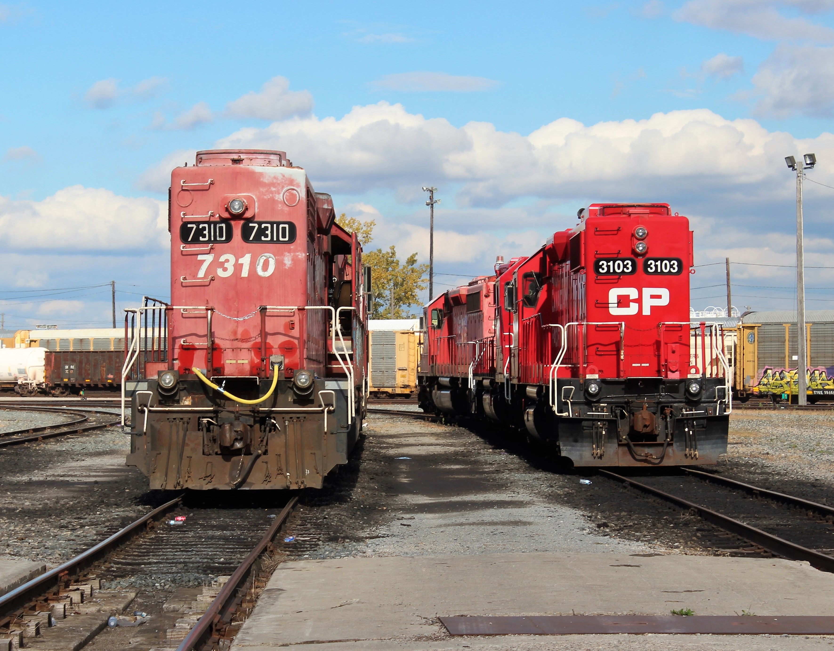 Railpictures.ca - Paul Santos Photo: Ex D&H GP38-2 CP 7310 poses beside an original CP ordered ...
