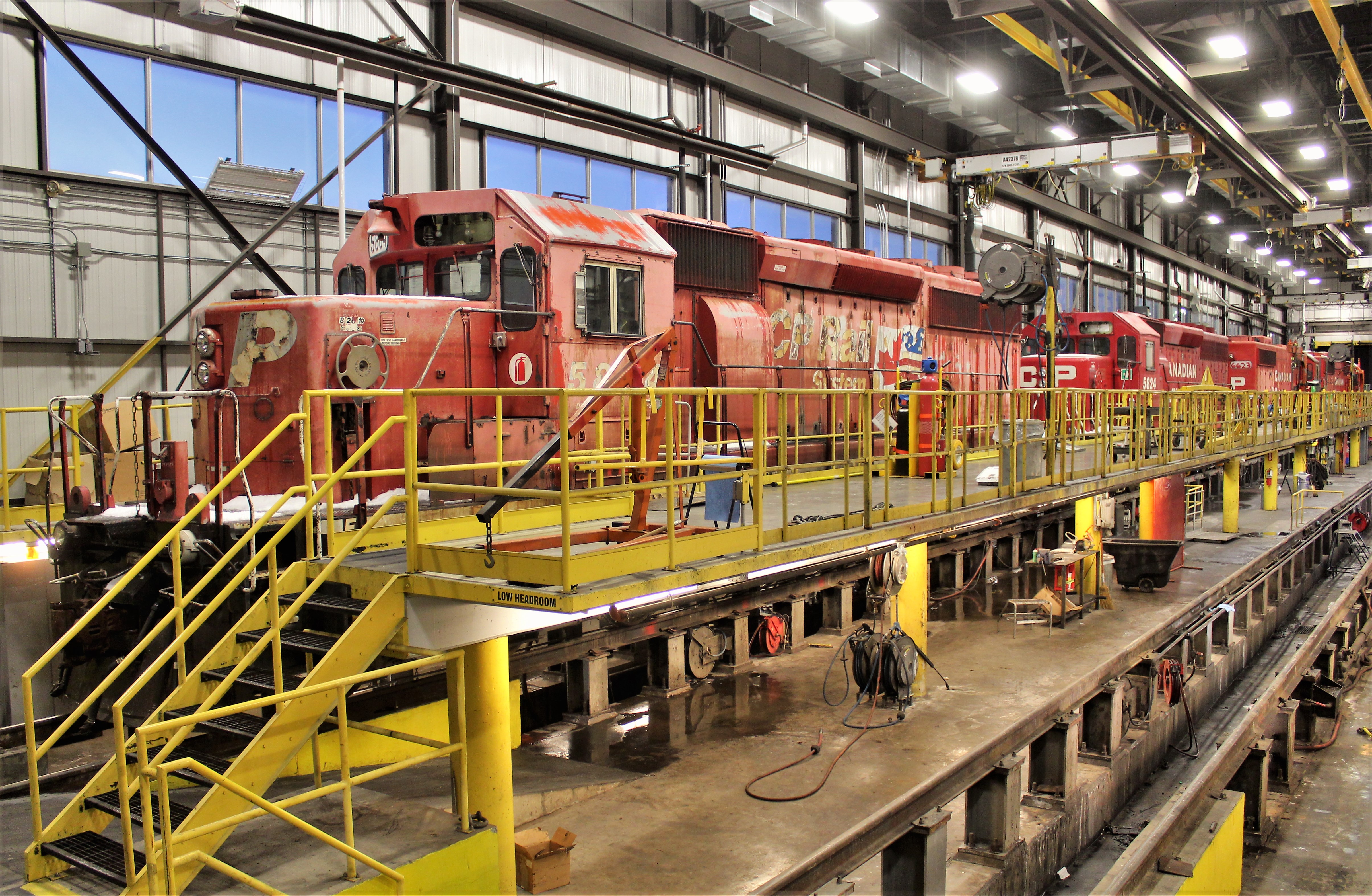 Railpictures.ca - Paul Santos Photo: 4 SD40-2′s take up track 5 in the shop. The units are ...