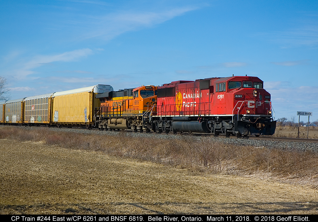 Railpictures.ca - Geoff Elliott Photo: CP Train 244 w/CP 6261 on point and BNSF 6819 trailing ...