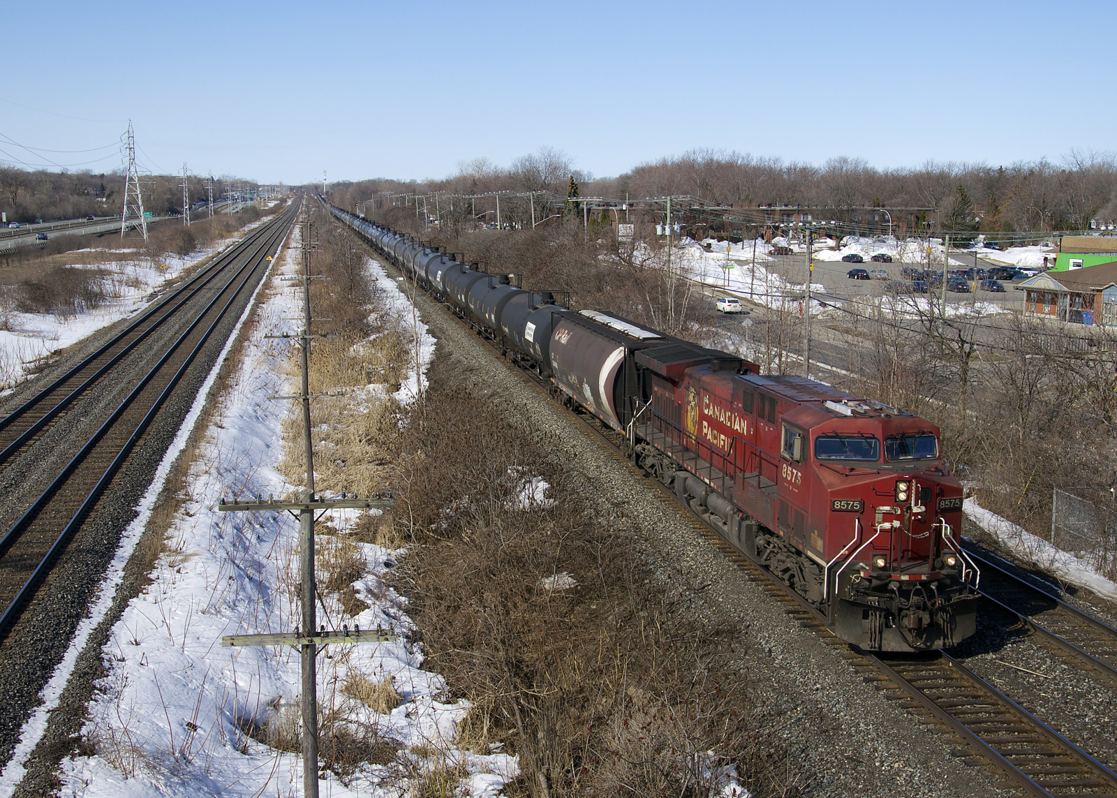 Railpictures.ca - Michael Berry Photo: CP 8575 leads loaded ethanol train CP 650 through ...