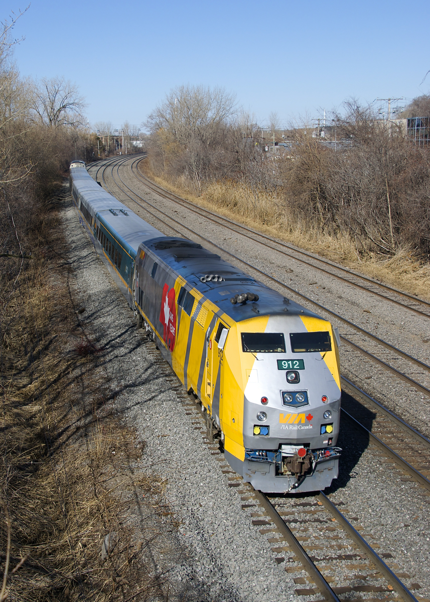 Railpictures.ca - Michael Berry Photo: VIA 912 brings up the rear of VIA 63, which has another ...