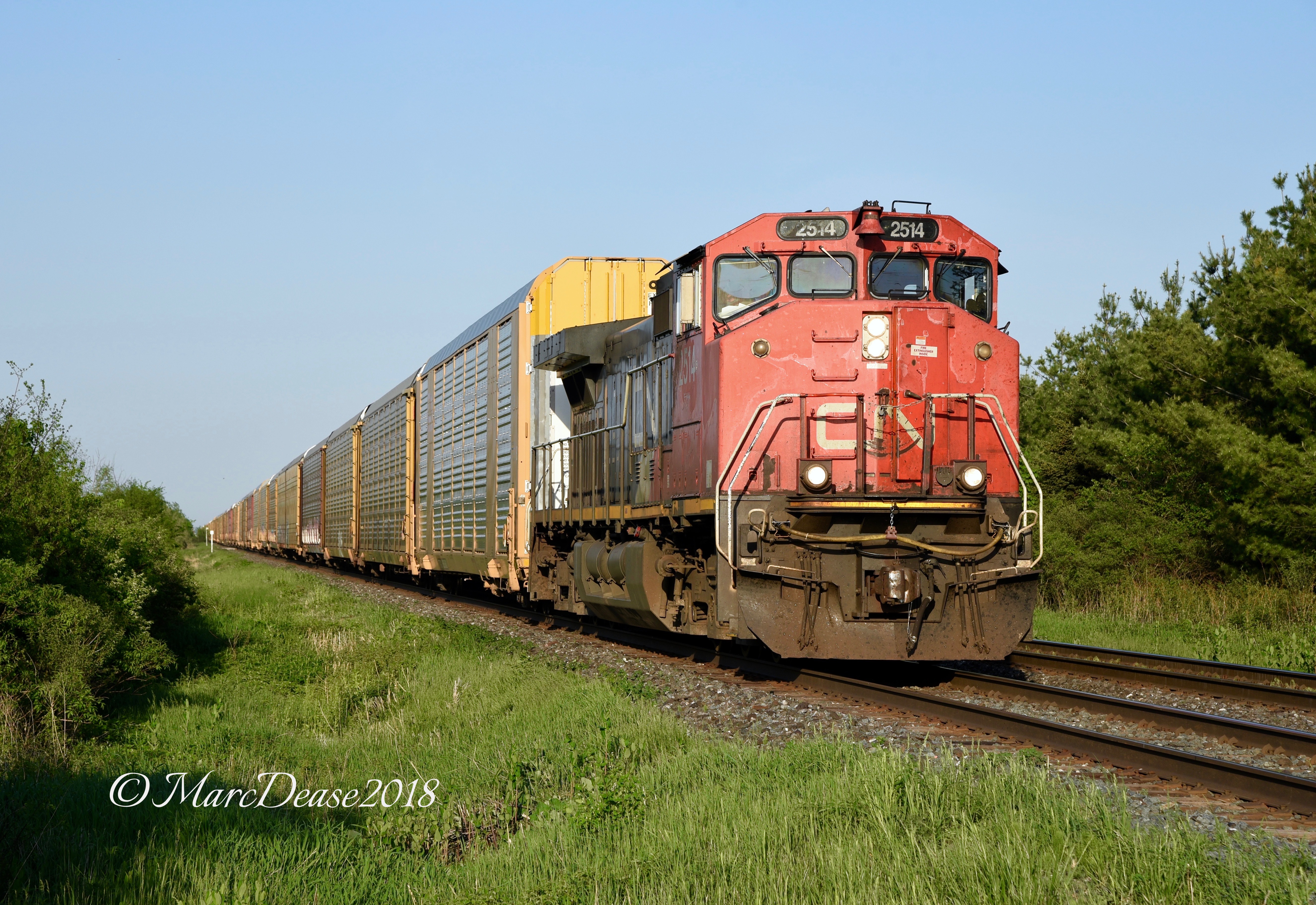 Railpictures.ca - Marc Dease Photo: Train 271 led by a solo CN 2514 crosses Telfer Sideroad ...