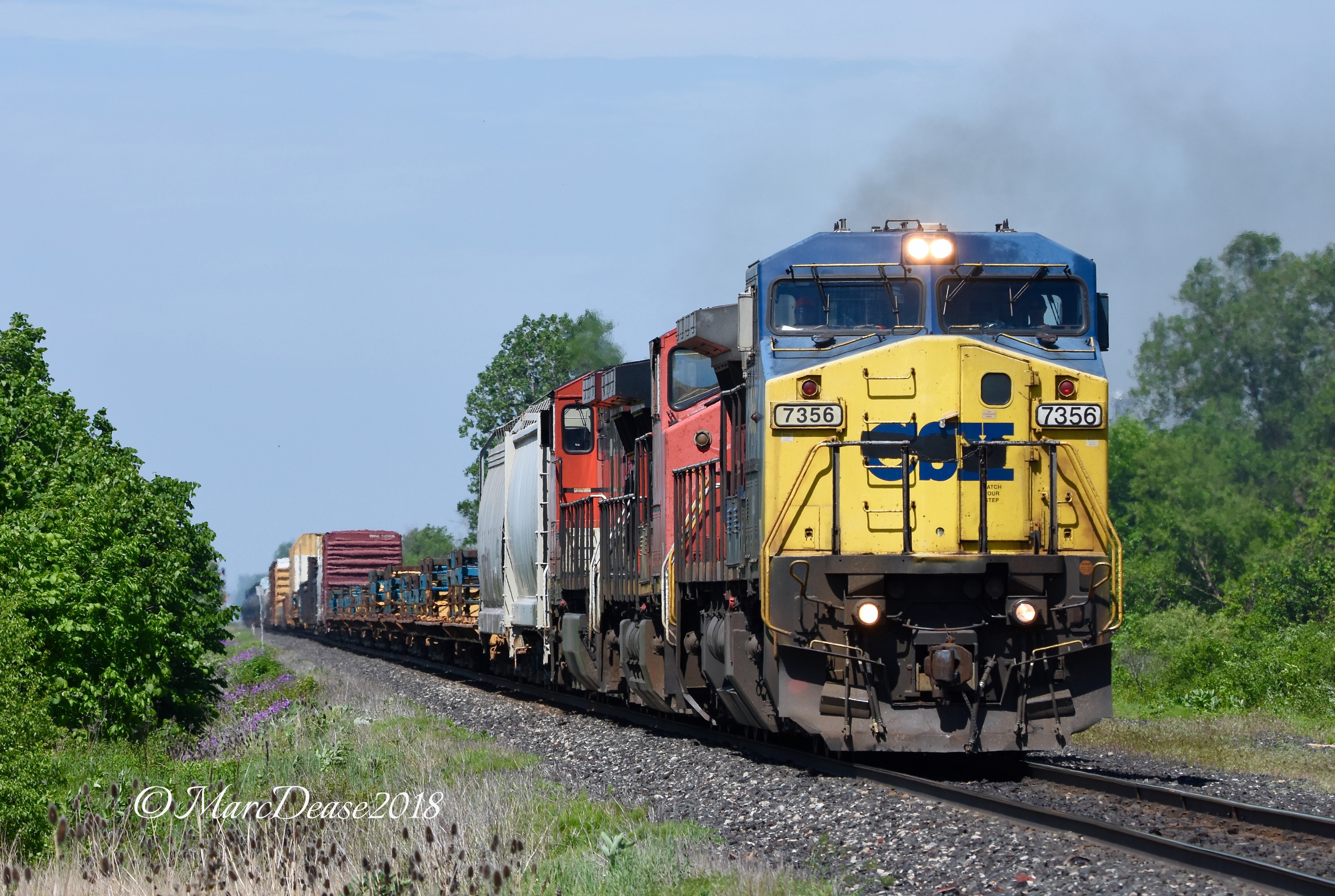 Railpictures.ca - Marc Dease Photo: Train 509 led by GECX 7356 speeds by Fairweather Sideroad ...