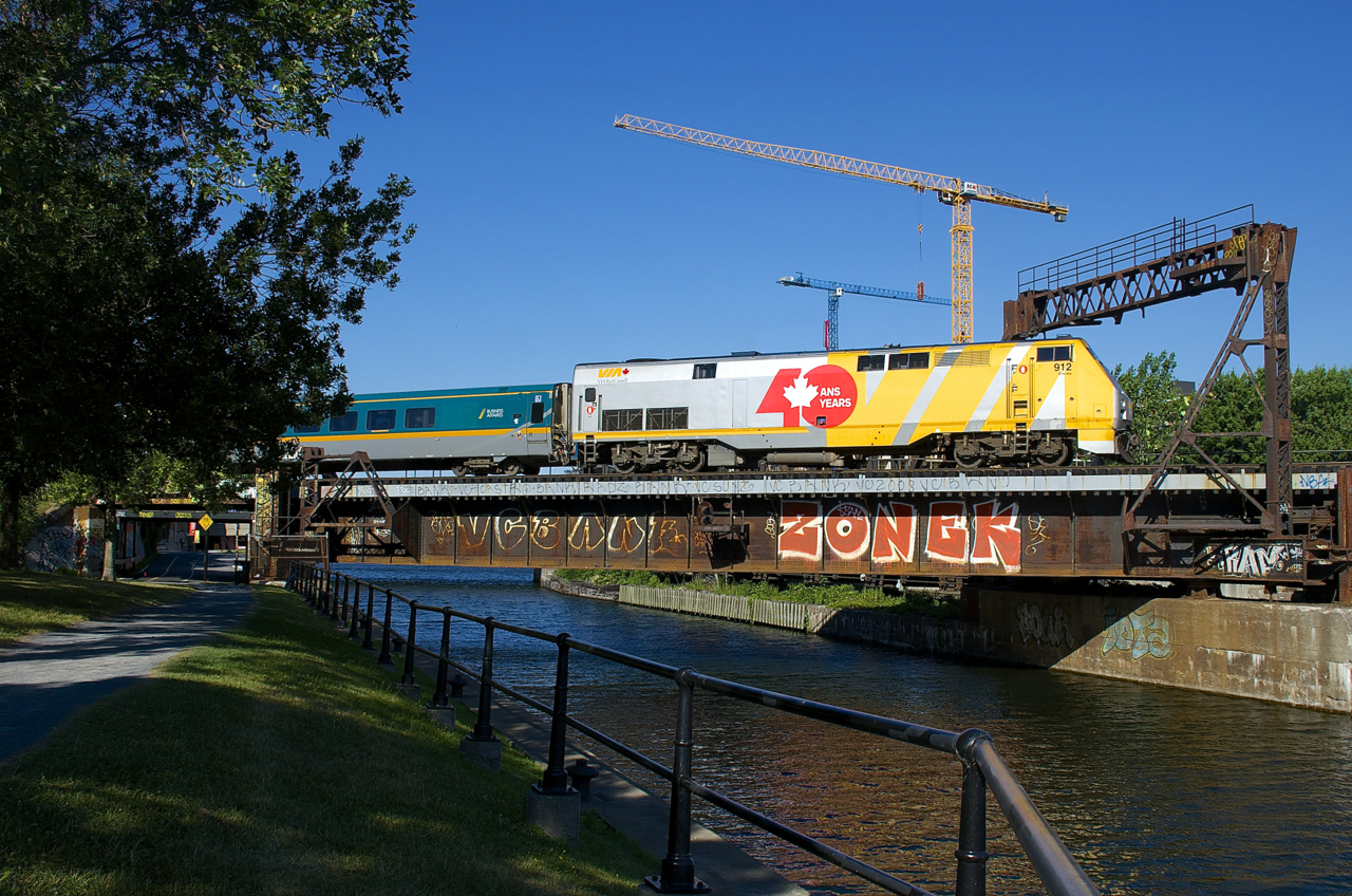 Railpictures.ca - Michael Berry Photo: VIA 33 from Quebec City is crossing the Lachine Canal ...