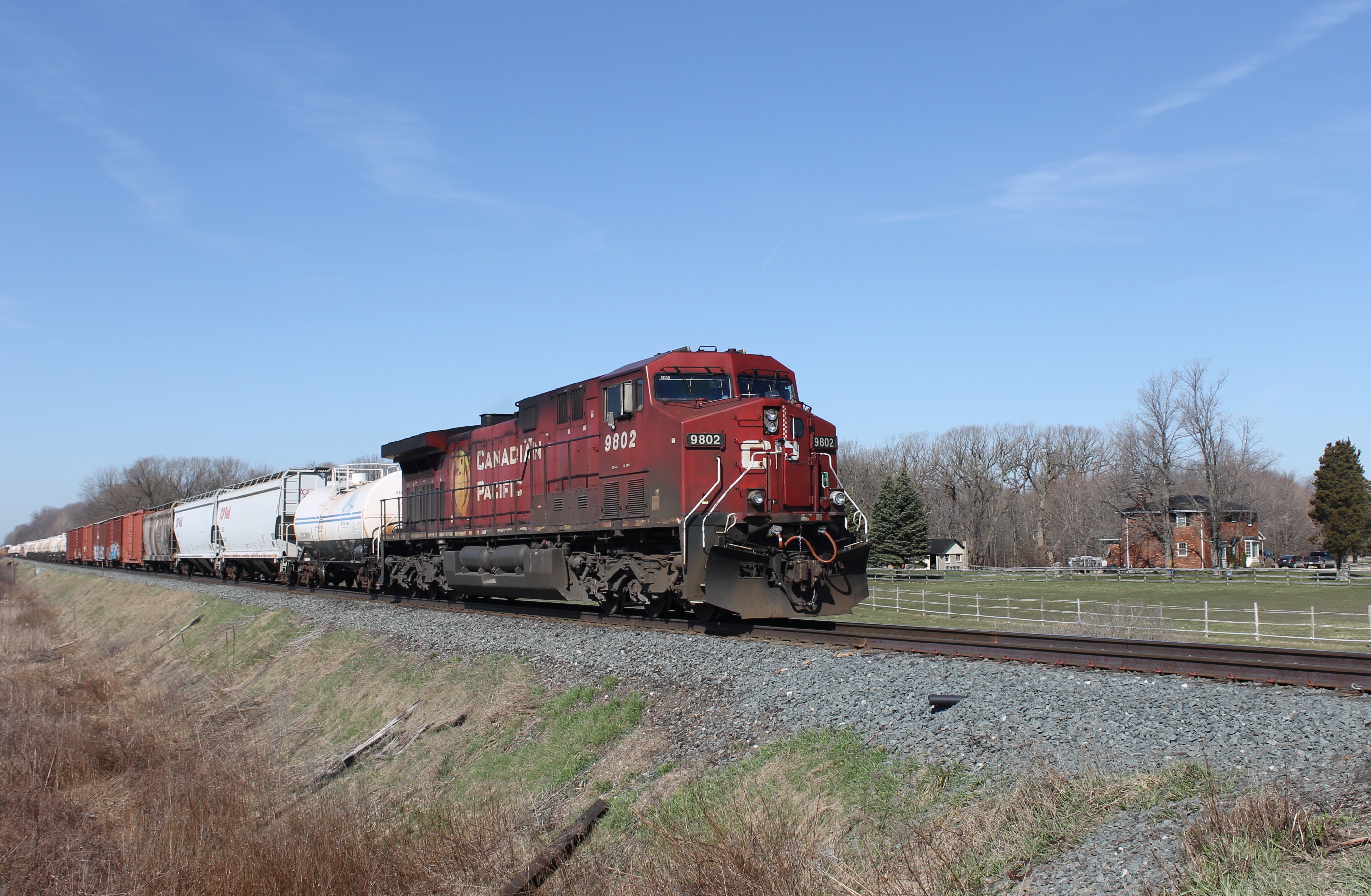 Railpictures.ca - Luke Bellefleur Photo: This 92 car eastbound would sit in the Lobo siding for ...