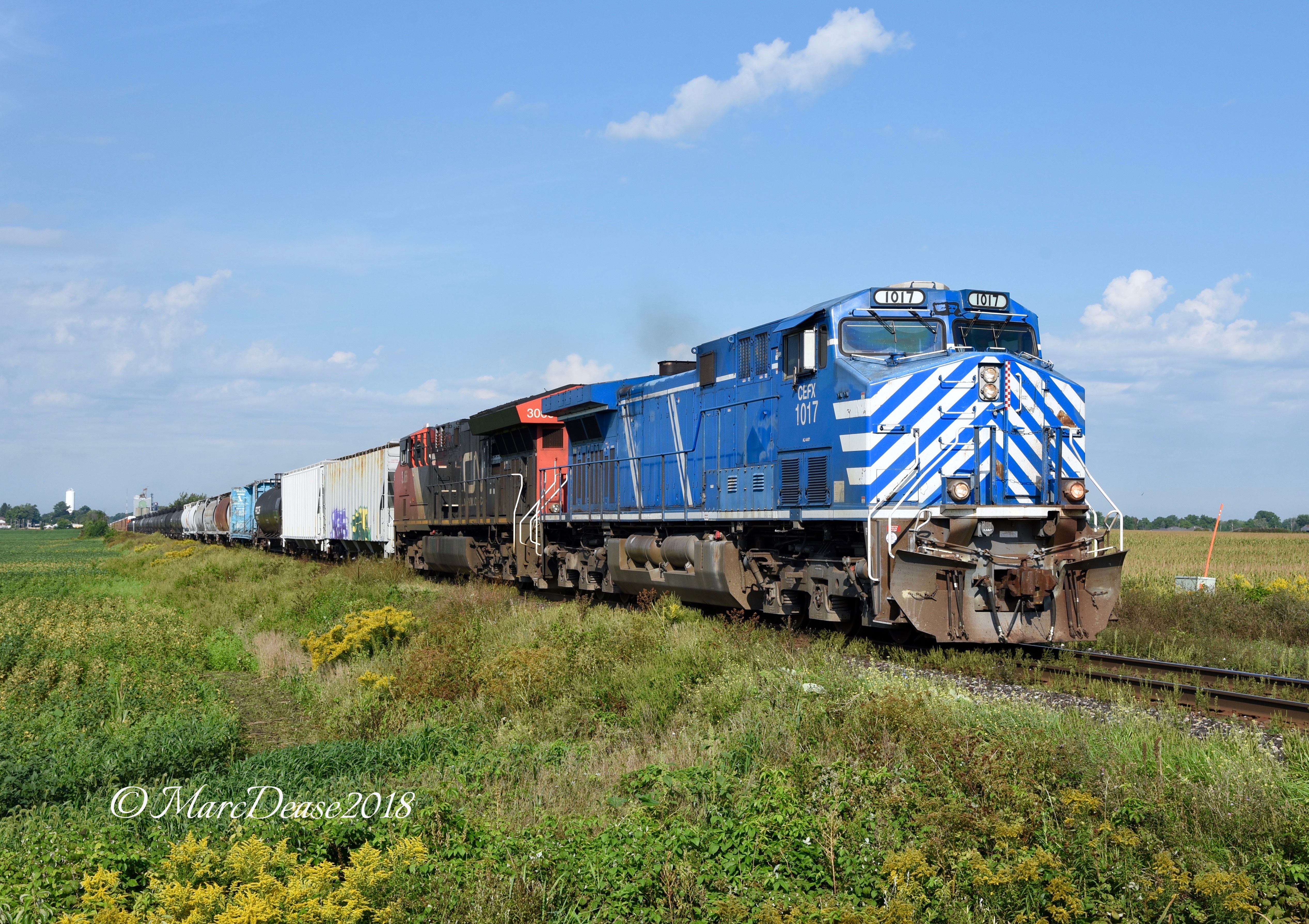 Railpictures.ca - Marc Dease Photo: Train 394 with CEFX 1017 leading a very large train east ...