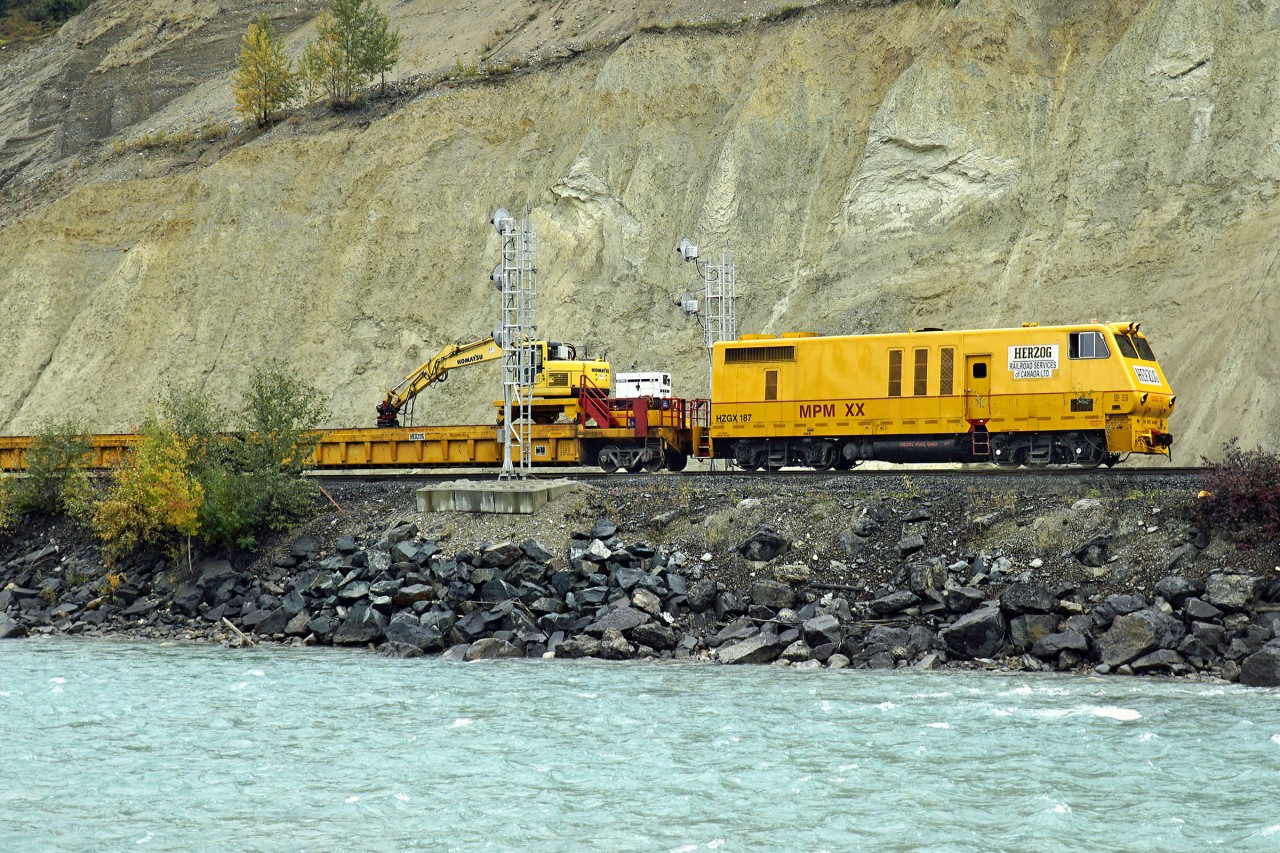 Railpictures.ca - colin arnot Photo: A Herzog MOW train heads east from Golden into the Kicking ...